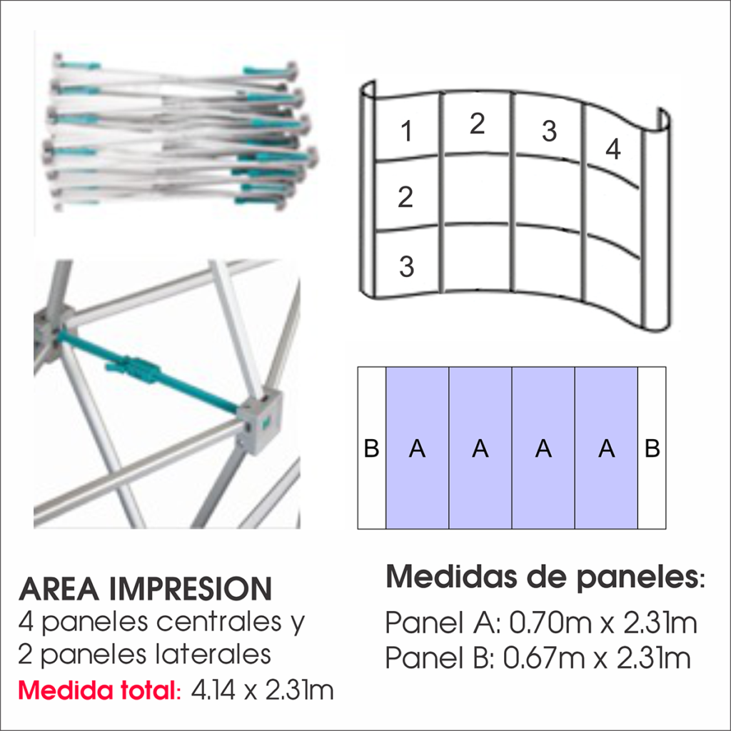 Backing Display Curvo Imantado Modelo 4-3 Medidas 3.14m ancho x 2.30m ...